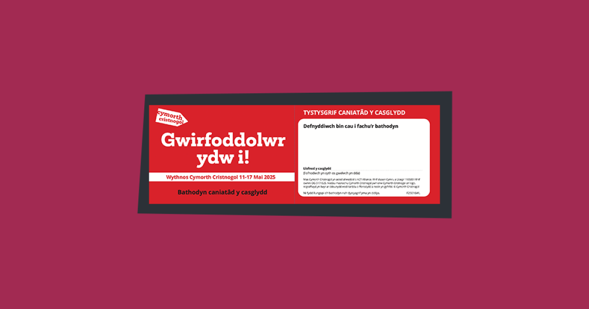 Collectors badge - Welsh - Christian Aid Resources