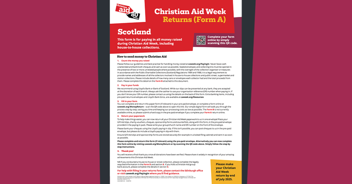 Form A/B - Scotland - Christian Aid Resources