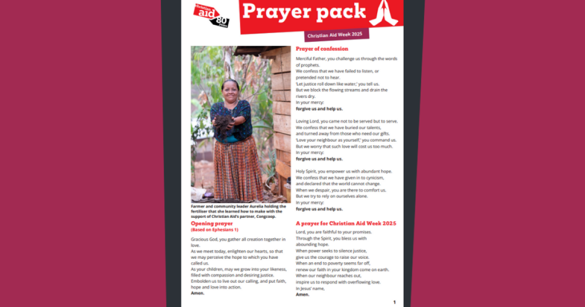 Prayer sheet - Christian Aid Resources