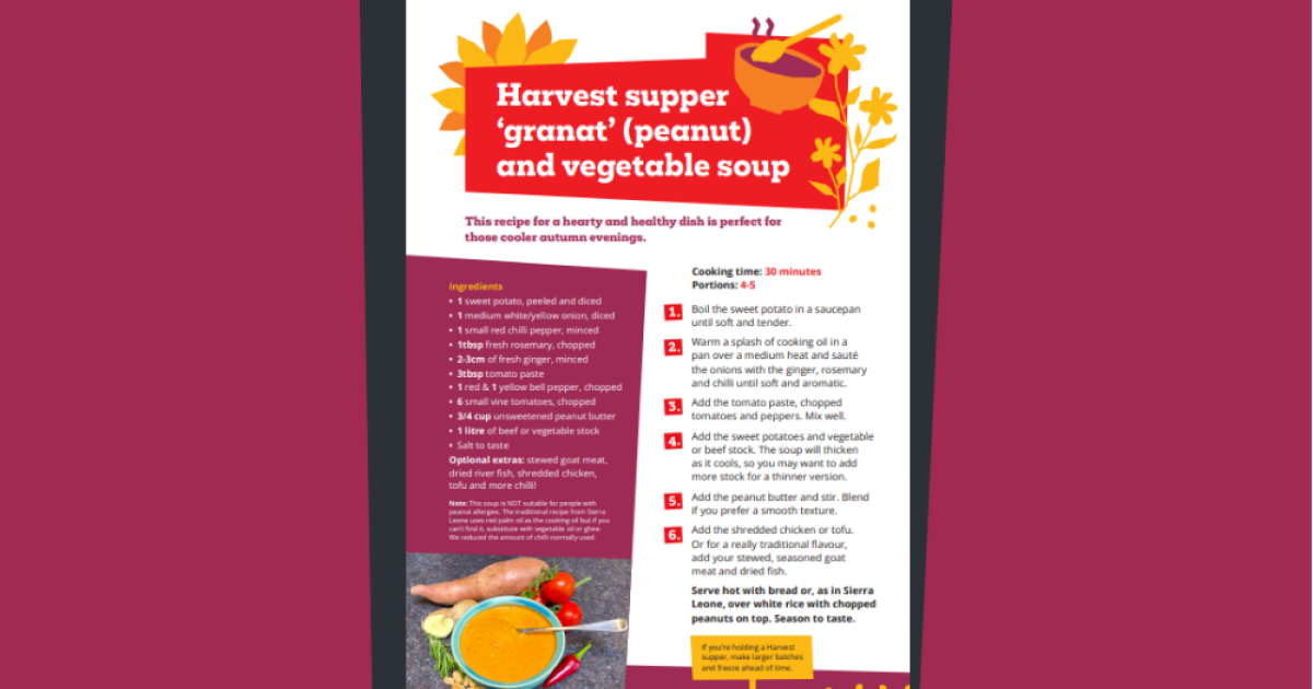 Harvest supper recipe - Christian Aid Resources