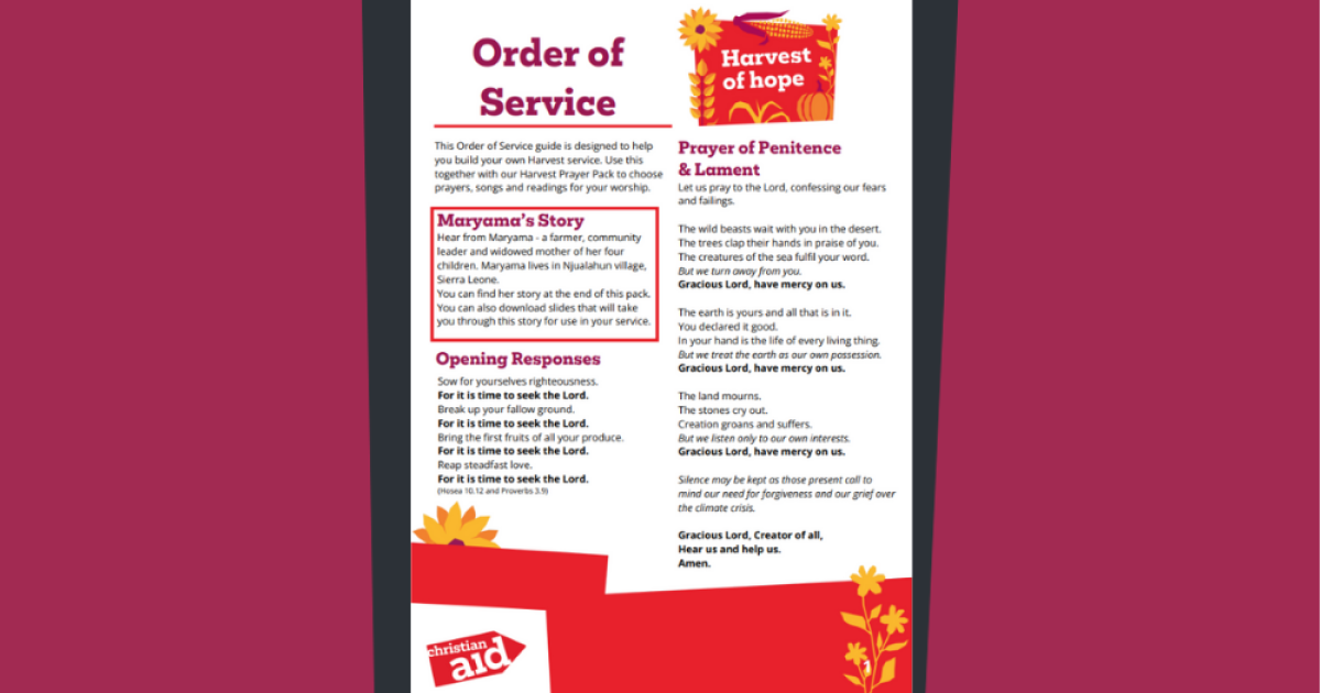 Harvest Order of Service - Christian Aid Resources