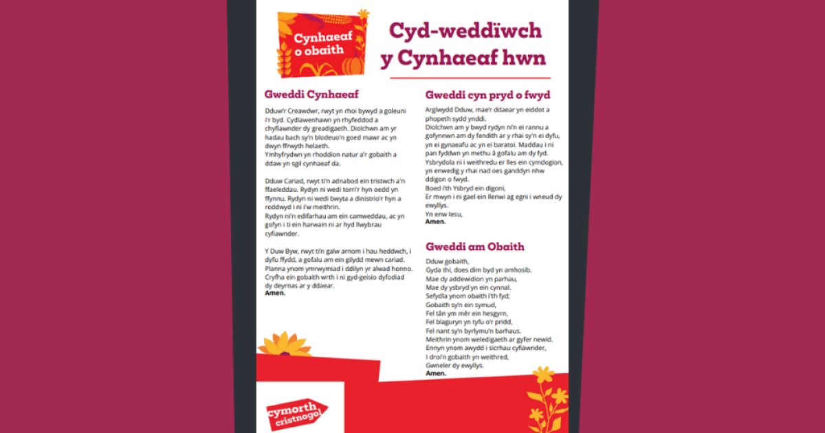 Harvest prayer pack (Welsh) - Christian Aid Resources